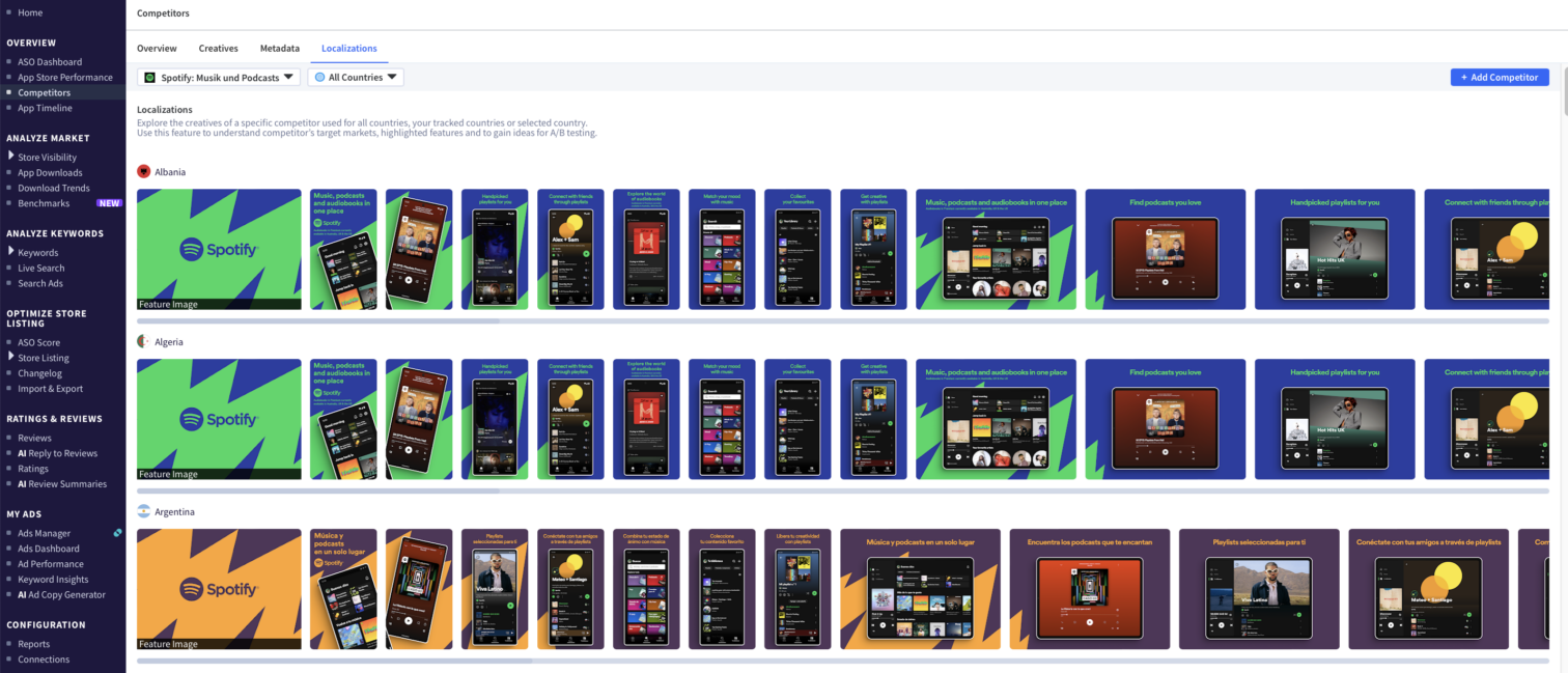 Localizations: Extended Competitor Insights - App Radar