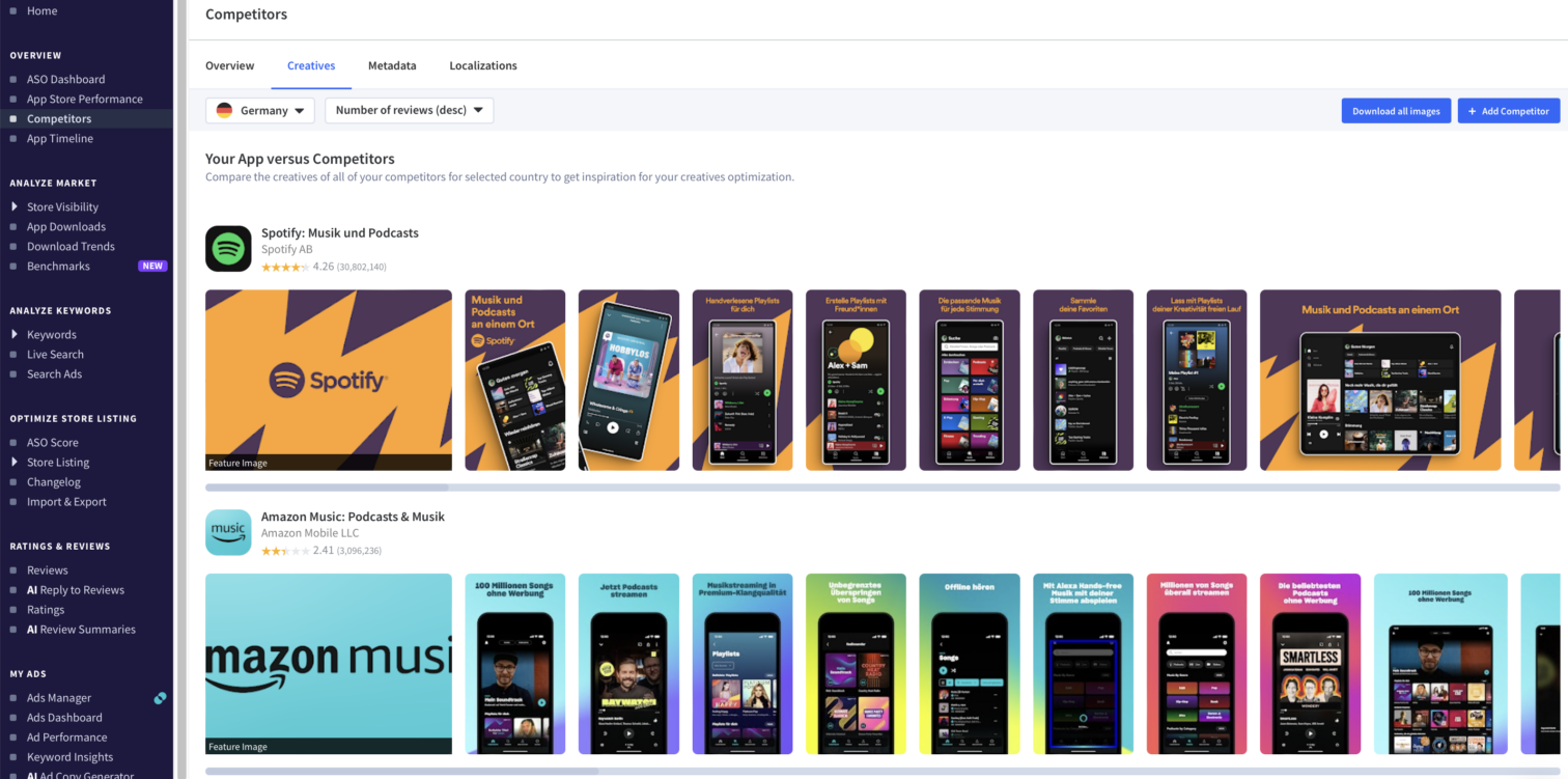 Localizations: Extended Competitor Insights - App Radar