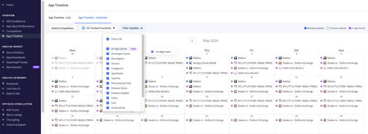 App Timeline - Monitor ASO Updates and In-App Events of Any App - App Radar